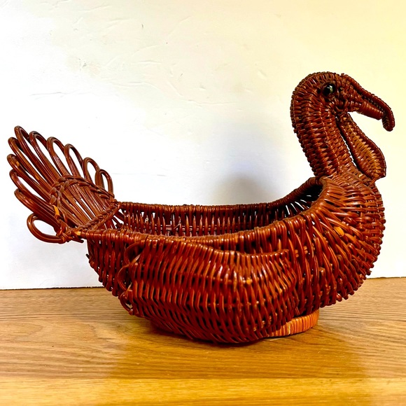 Vintage | Holiday | Vtg Turkey Wicker Basket Thanksgiving Planter ...